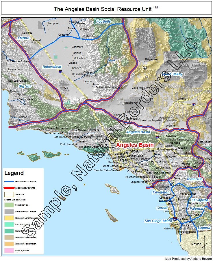 Angeles Basin map - Social Resource Units of the Western USA