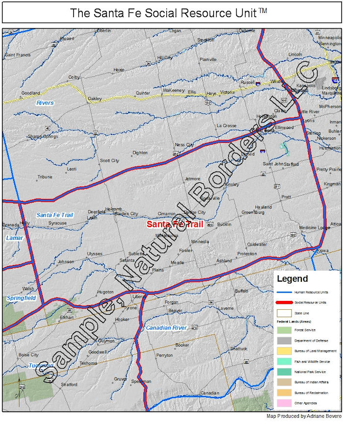 Santa Fe Trail map - Social Resource Units of the Western USA